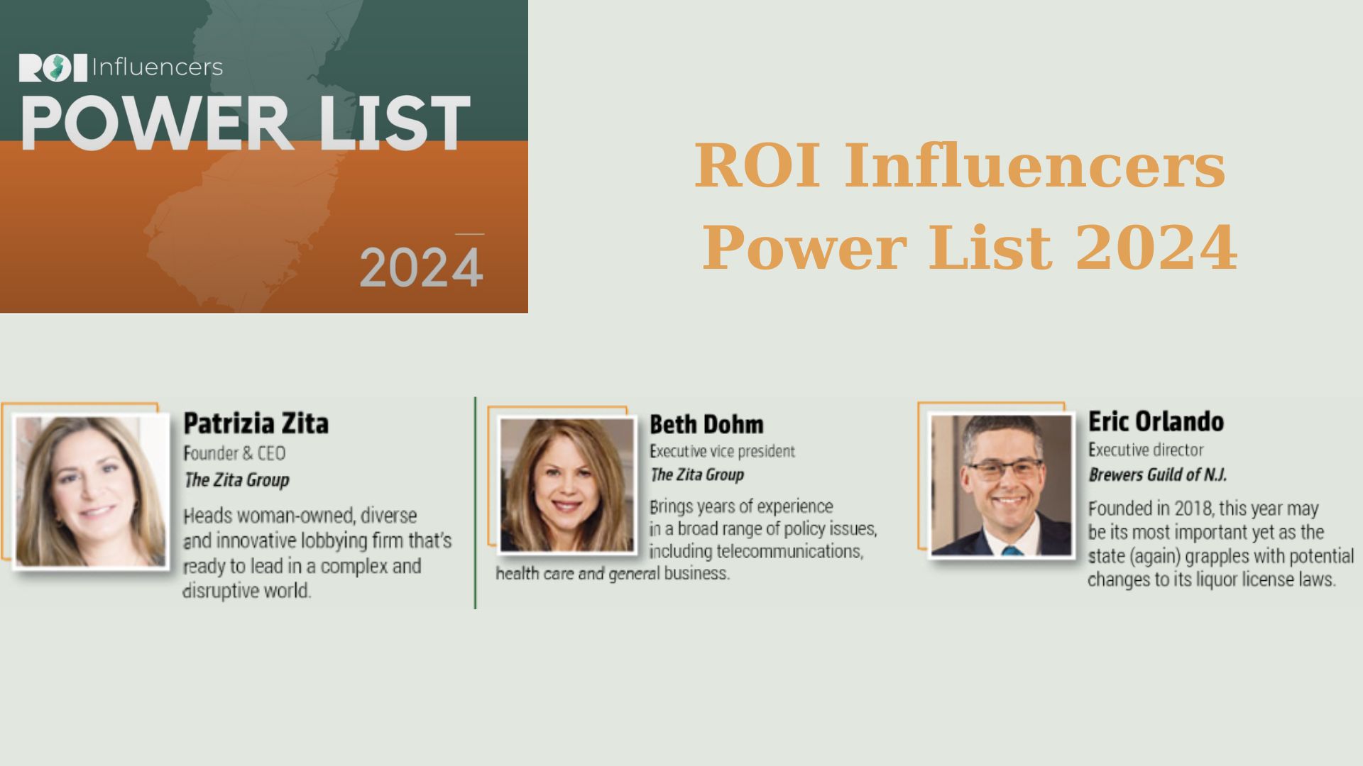 TRISH ZITA, BETH DOHM, AND ERIC ORLANDO NAMED TO ROI-NJ’S 2024 ...